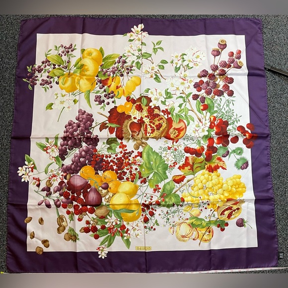 R di Ratti | Accessories | Vintage R Di Ratti Silk Scarf Floral Fruit ...